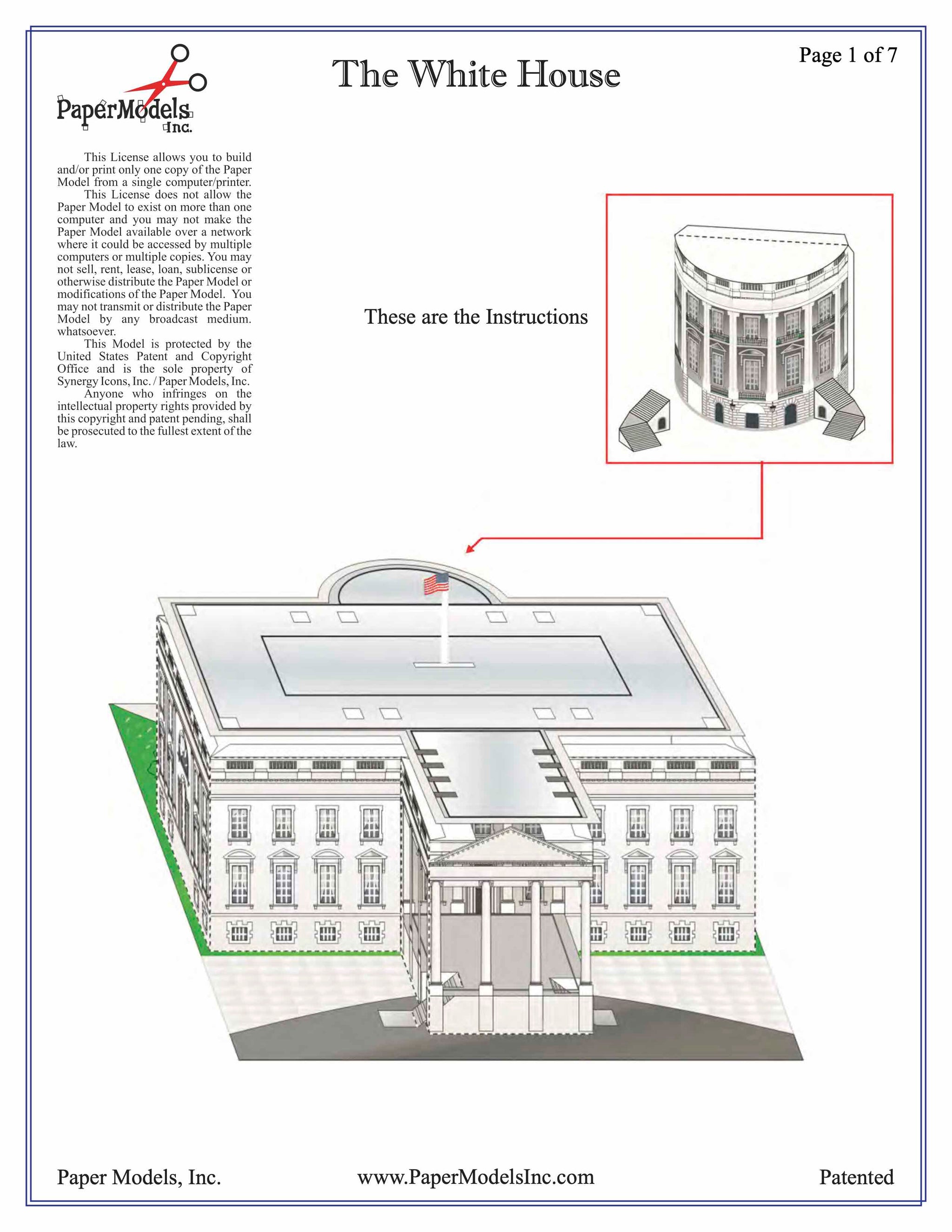 White House, Washington - Paper Model Project Kit – Paper Models, Inc.