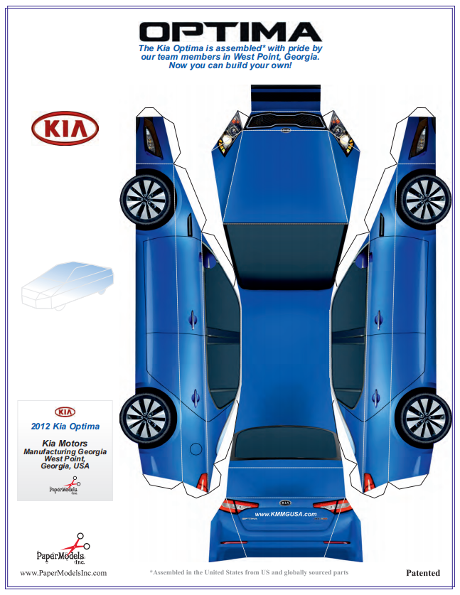 Kia Optima - Free – Paper Models, Inc.