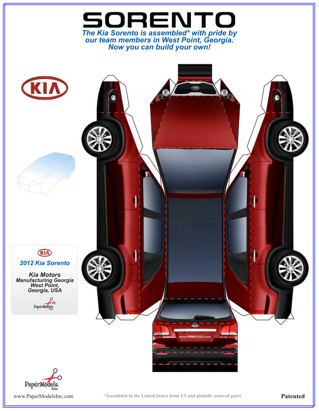 Kia Sorento - Free – Paper Models, Inc.